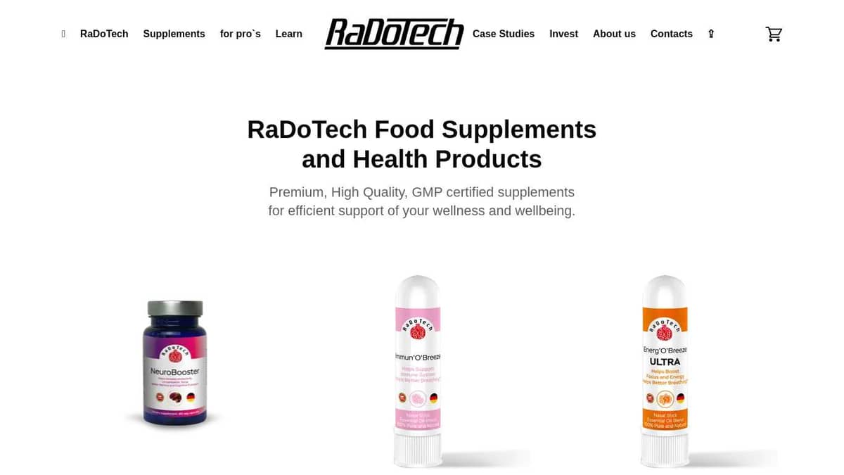RaDoTech wellness and health support products catalog